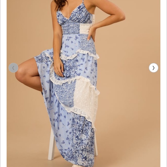 ARULA | Dresses | Arula Floral Blue And White Maxi Dress 2x | Poshmark